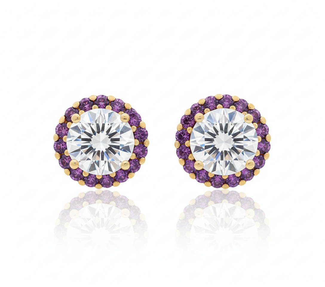 ELENA purple cz stones earrings – Aegean's Greece AB